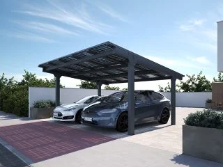 Carport Solar Solid – Variabele zonnecarport voor voertuigbescherming en energieproductie | Axess